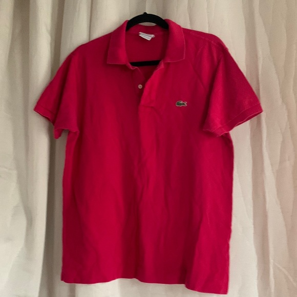 Lacoste | Shirts | Lacoste Hot Pink Short Sleeve Cotton Polo Shirt 5 ...